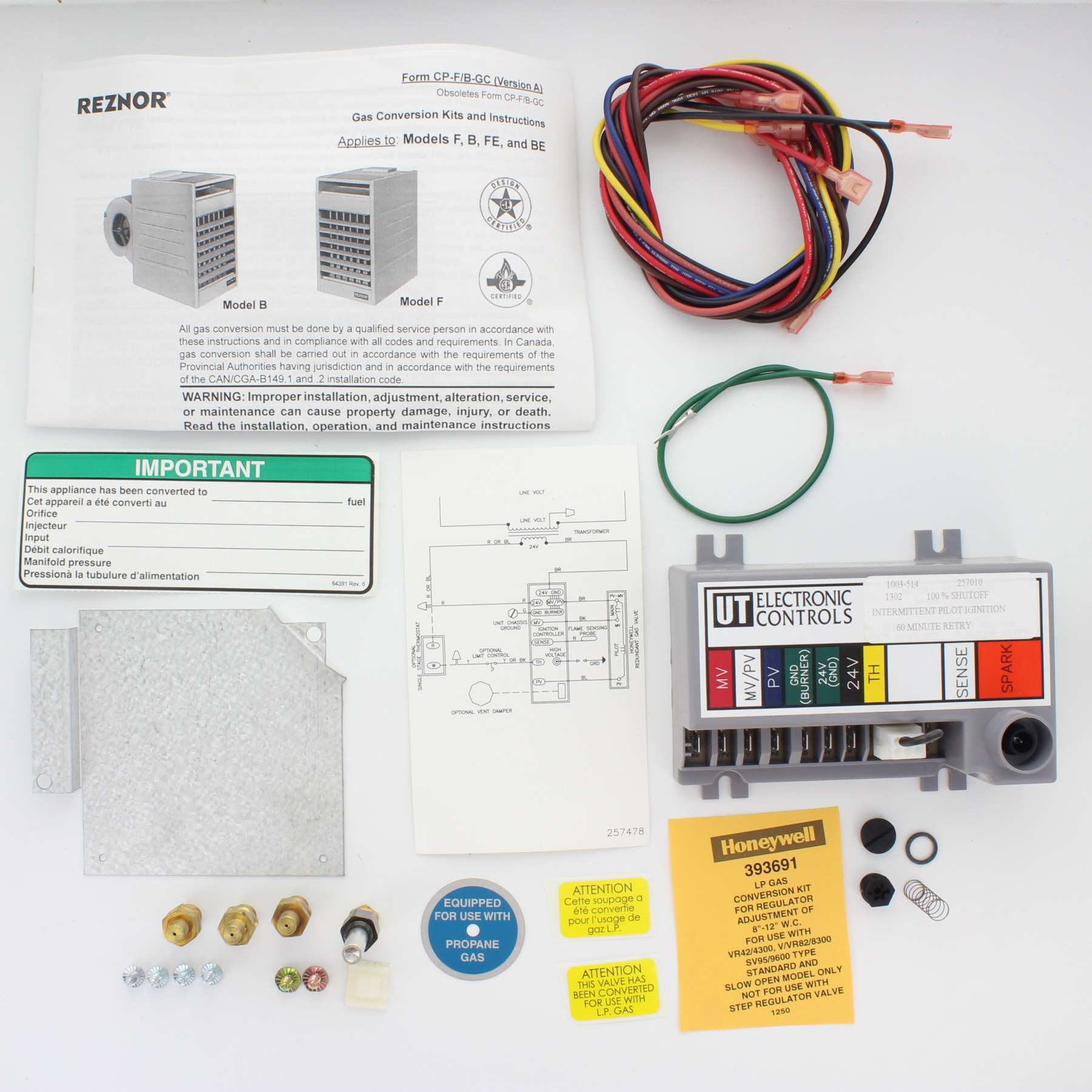REZNOR 99250. CONV KIT NAT TO LP F,B/E50 AH2 REPLACES 99244 - HVAC ...