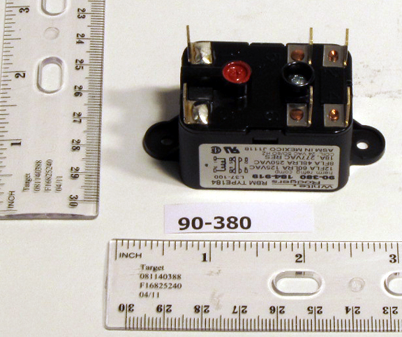 WHITE-RODGERS 90-380. Fan Relay, Type 184, 24 VAC Coil, 50/60 Hz, SPNO ...