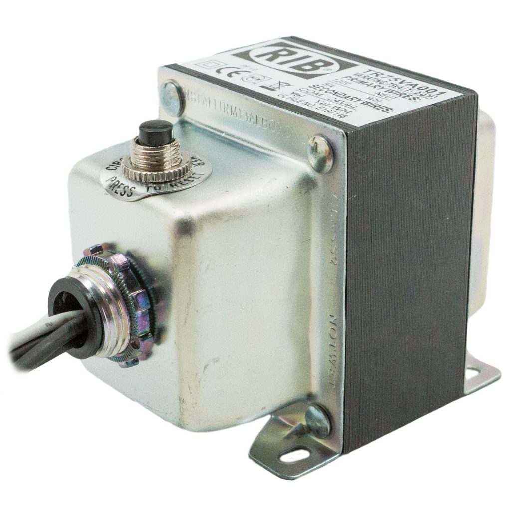 RIB RELAYS TR75VA001. Transformer 75VA, 120-24V, single hub, Class II ...